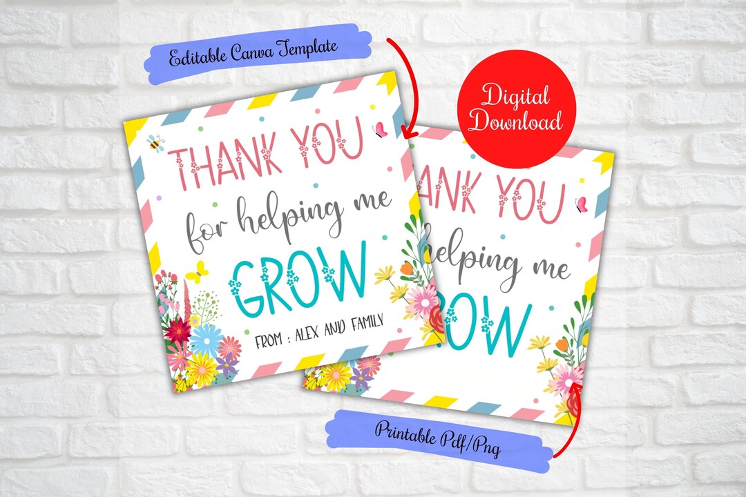 Thanks for Helping Me Grow, Teacher Appreciation Week End of Year Gift ...