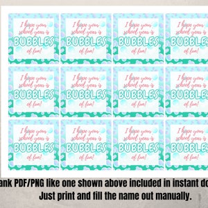 First Day of School Bubbles Gift Tags, I Hope Your School Year is ...