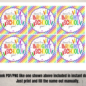 First Day of School Crayons Gift Tags, Here's to a Bright School Year ...