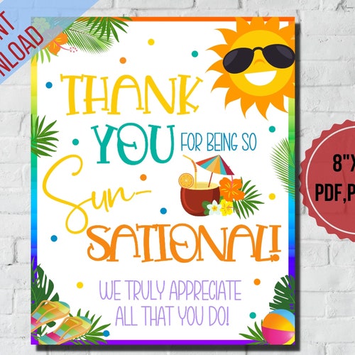 Thank You for Being so Sun-sationalbeach Themed Teacher - Etsy