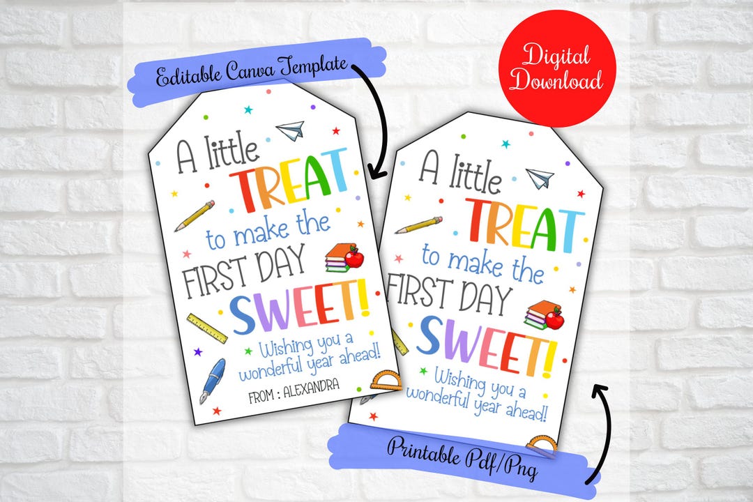 A Little Treat to Make the First Day Sweet, Editable Back to School ...