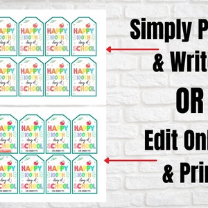 Happy 100th Day of School Gift Tags for Students, Teachers, 100 Days of ...