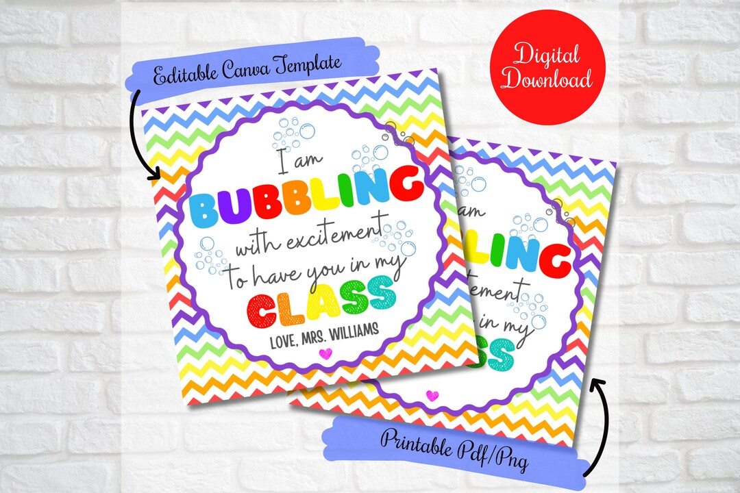 First Day of School Bubbles Gift Tags, I Am Bubbling With Excitement to ...