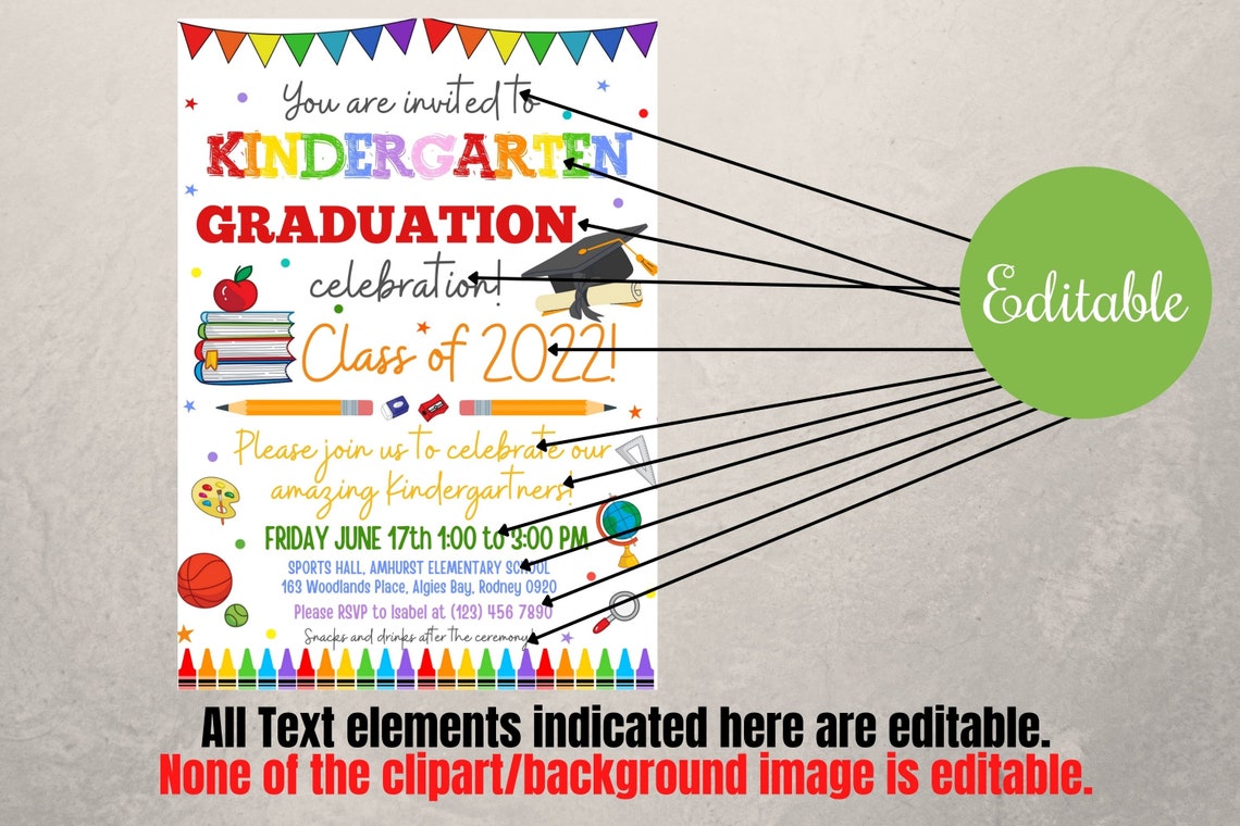 EDITABLE Kindergarten Graduation Ceremony Invite Evite ,preschool ...