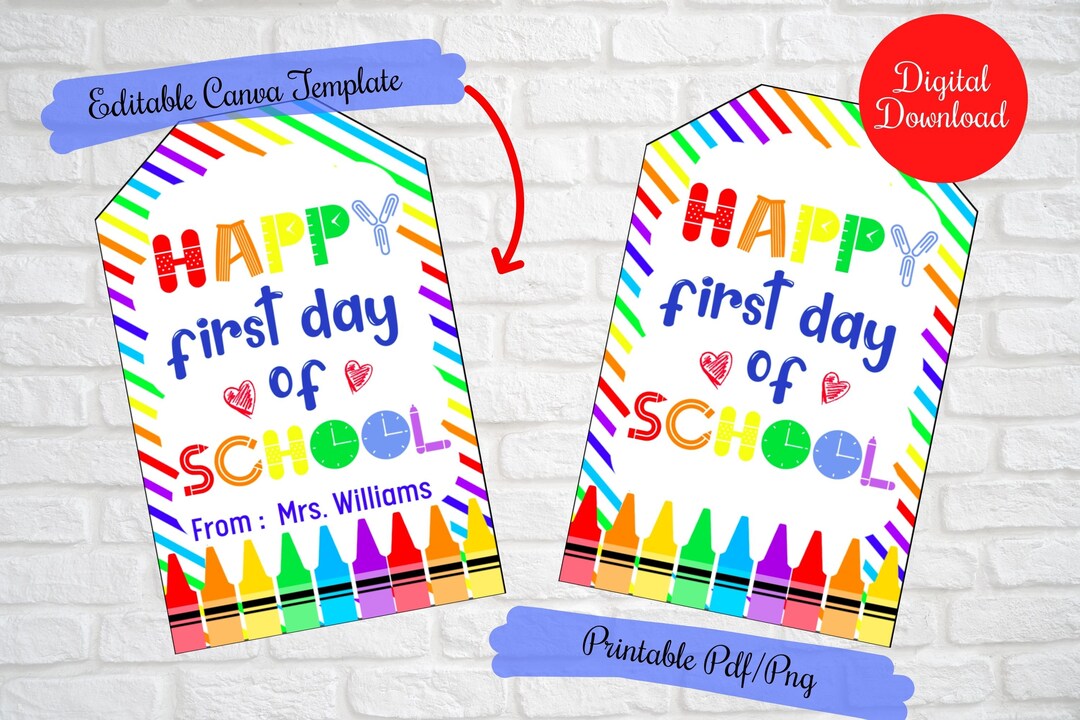 Happy First Day of School Gift Tags for Students, Teachers, Back to ...