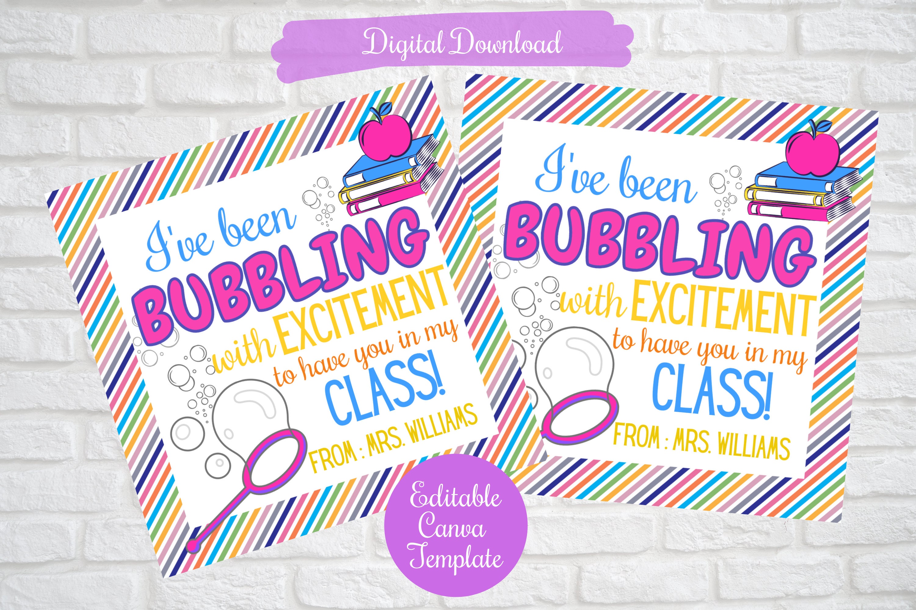 First Day of School Bubbles Gift tags I am bubbling with | Etsy