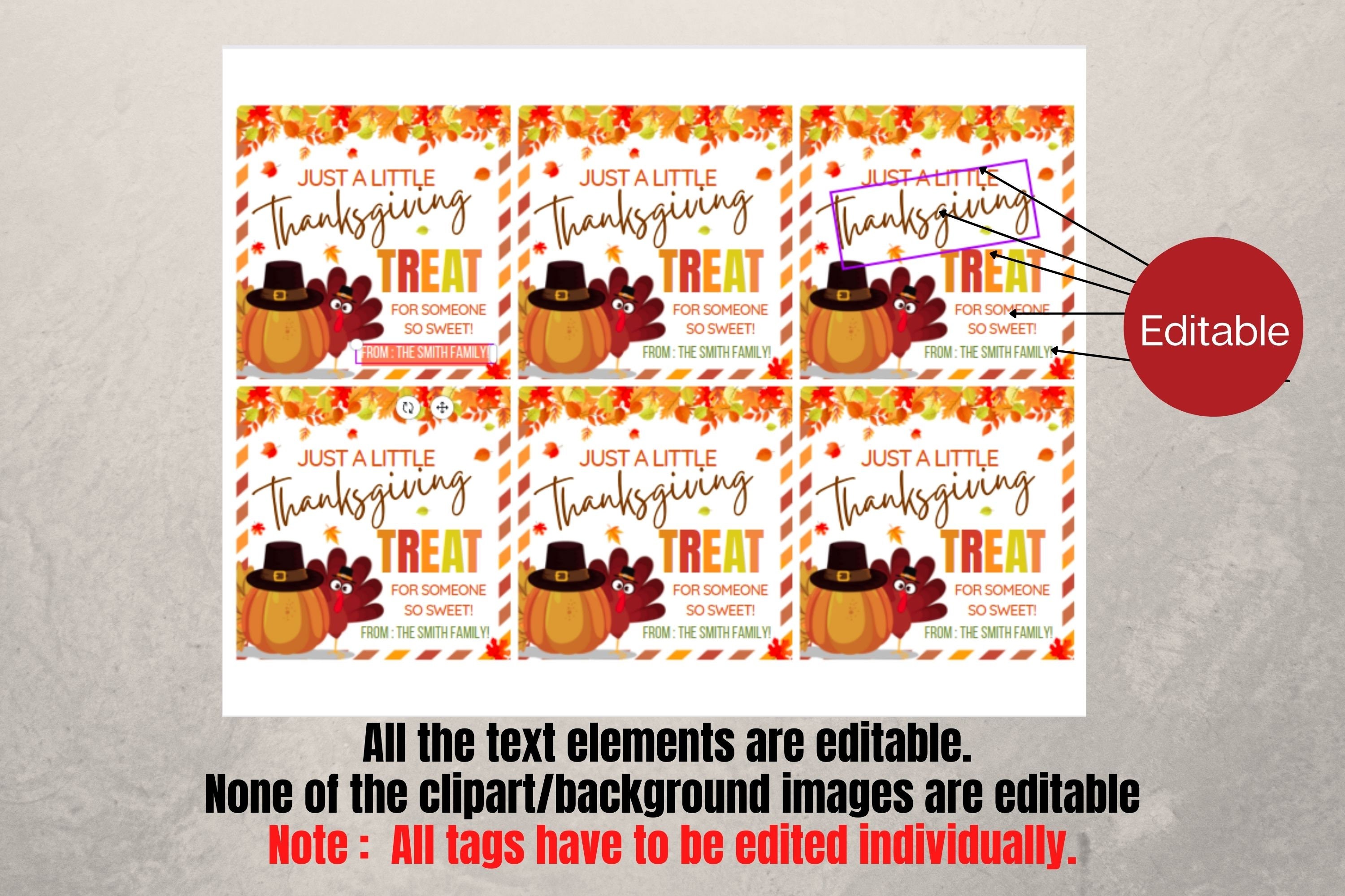 Thanksgiving Gift Treat Tags Just a Little Thanksgving Treat - Etsy