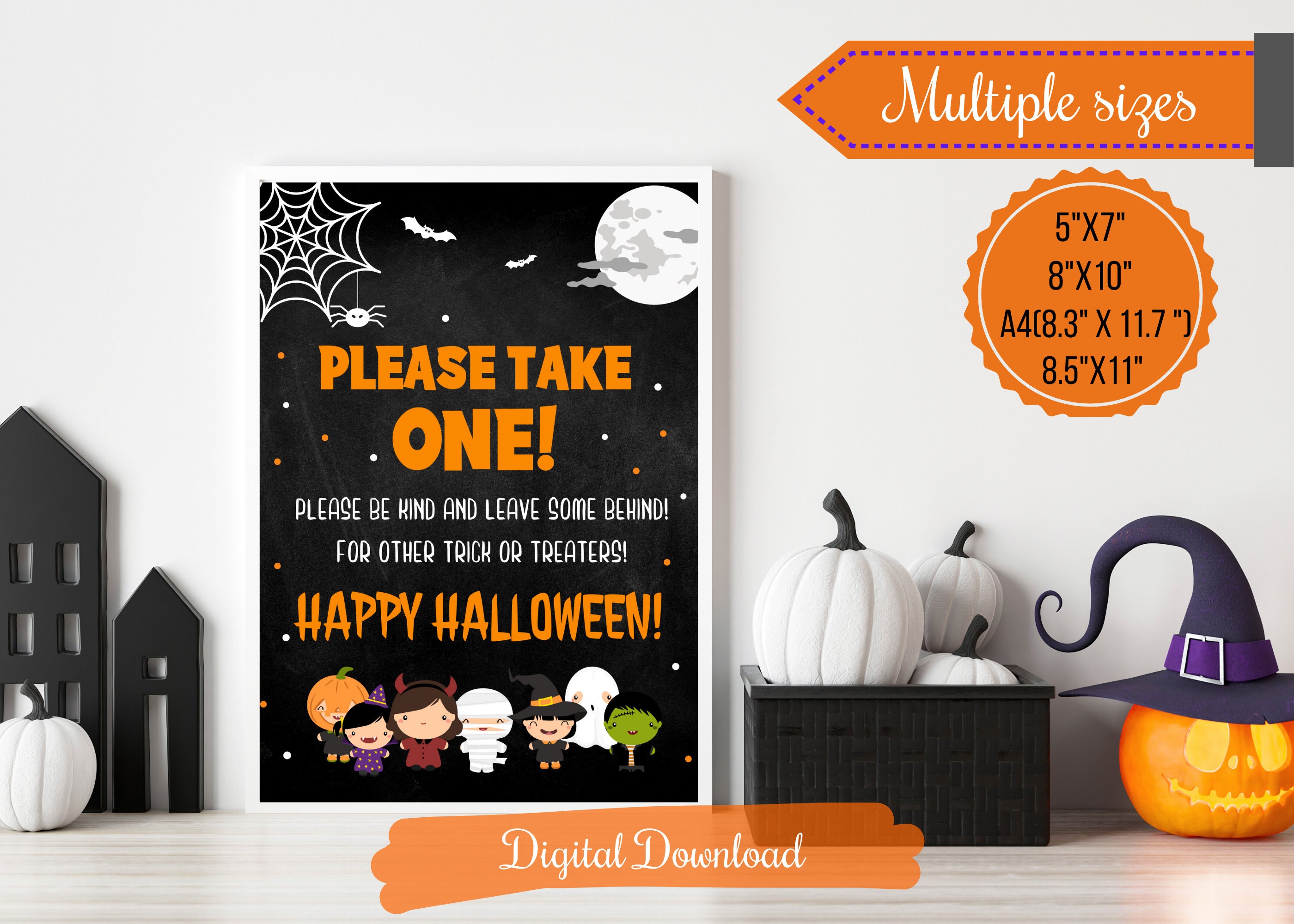 Halloween Please Take One Printable Sign Halloween Decor - Etsy