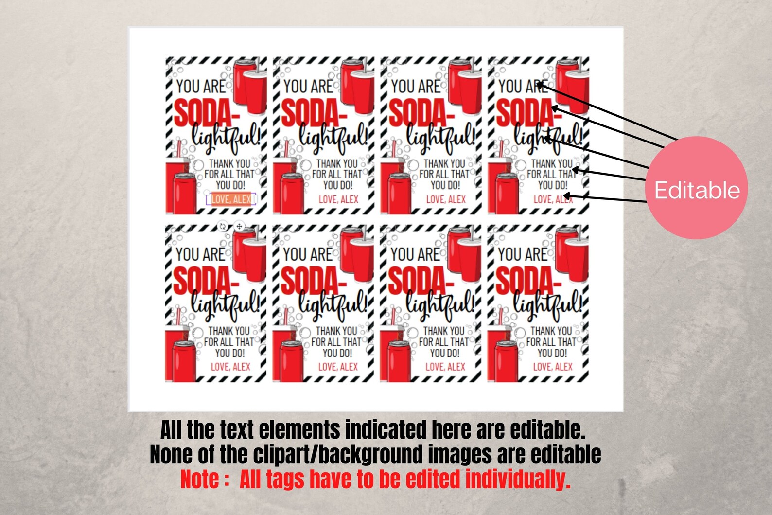Employee Appreciation Soda Gift Tag, You Are Soda-lightful Thank You ...