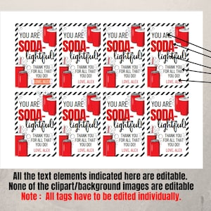 Employee Appreciation Soda Gift Tag, You Are Soda-lightful Thank You ...