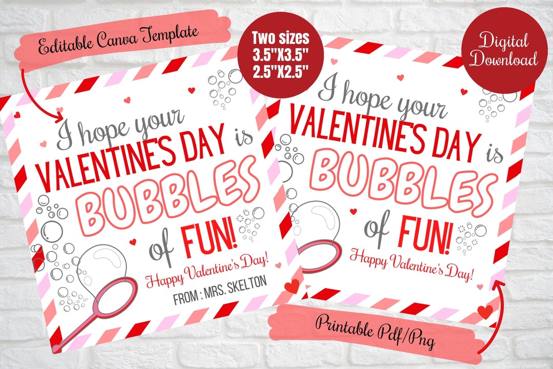 Valentine Bubbles Gift Tags, I Hope Your Valentine's Day is Bubbles of ...