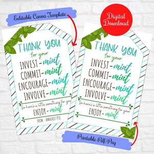 Mint Employee Gift Tags, Teacher Editable Gift Tags, Teacher ...