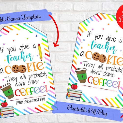 If You Give a Teacher a Cookie Teacher Appreciation Tags Back - Etsy