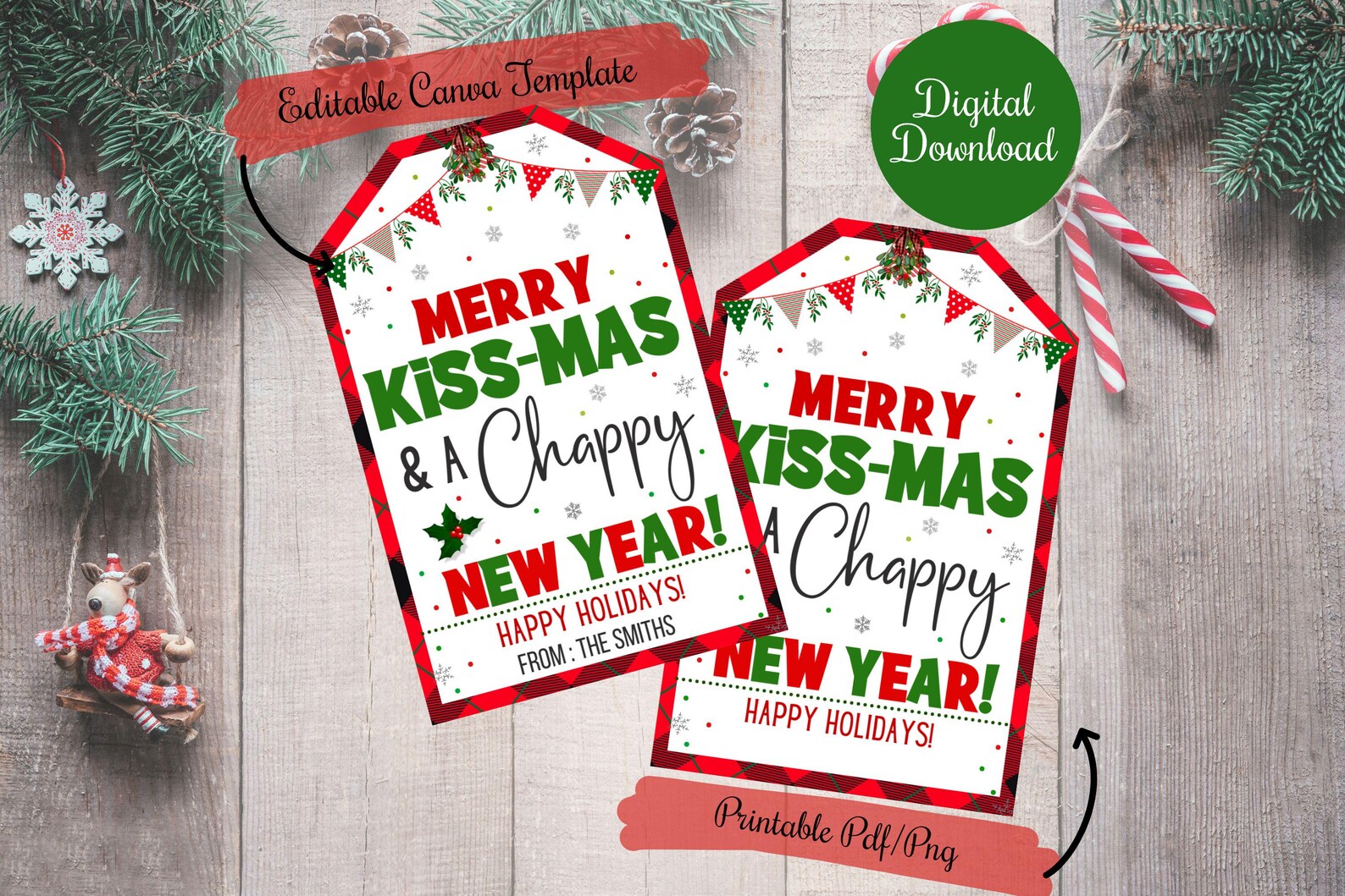 Merry Kissmas and a Chappy New Year Gift Tags,christmas Lip Balm ...