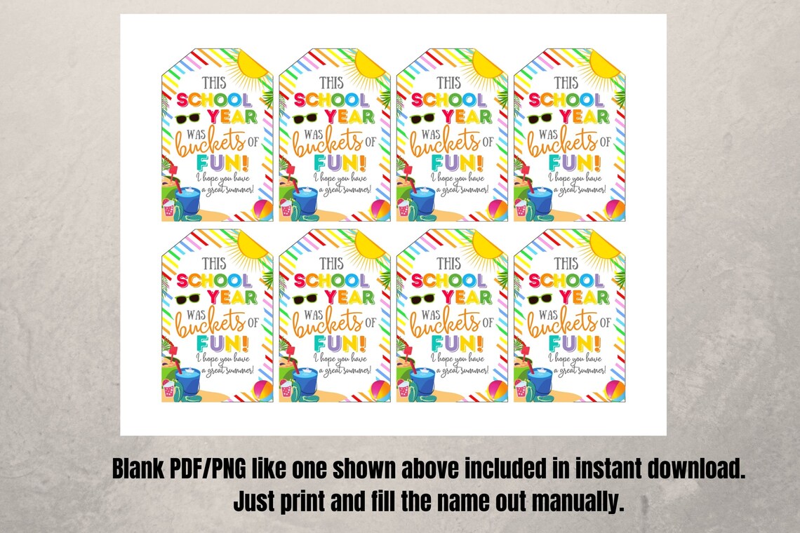 Buckets of Fun Gift Tags End of Year Gift Tags for Class End - Etsy