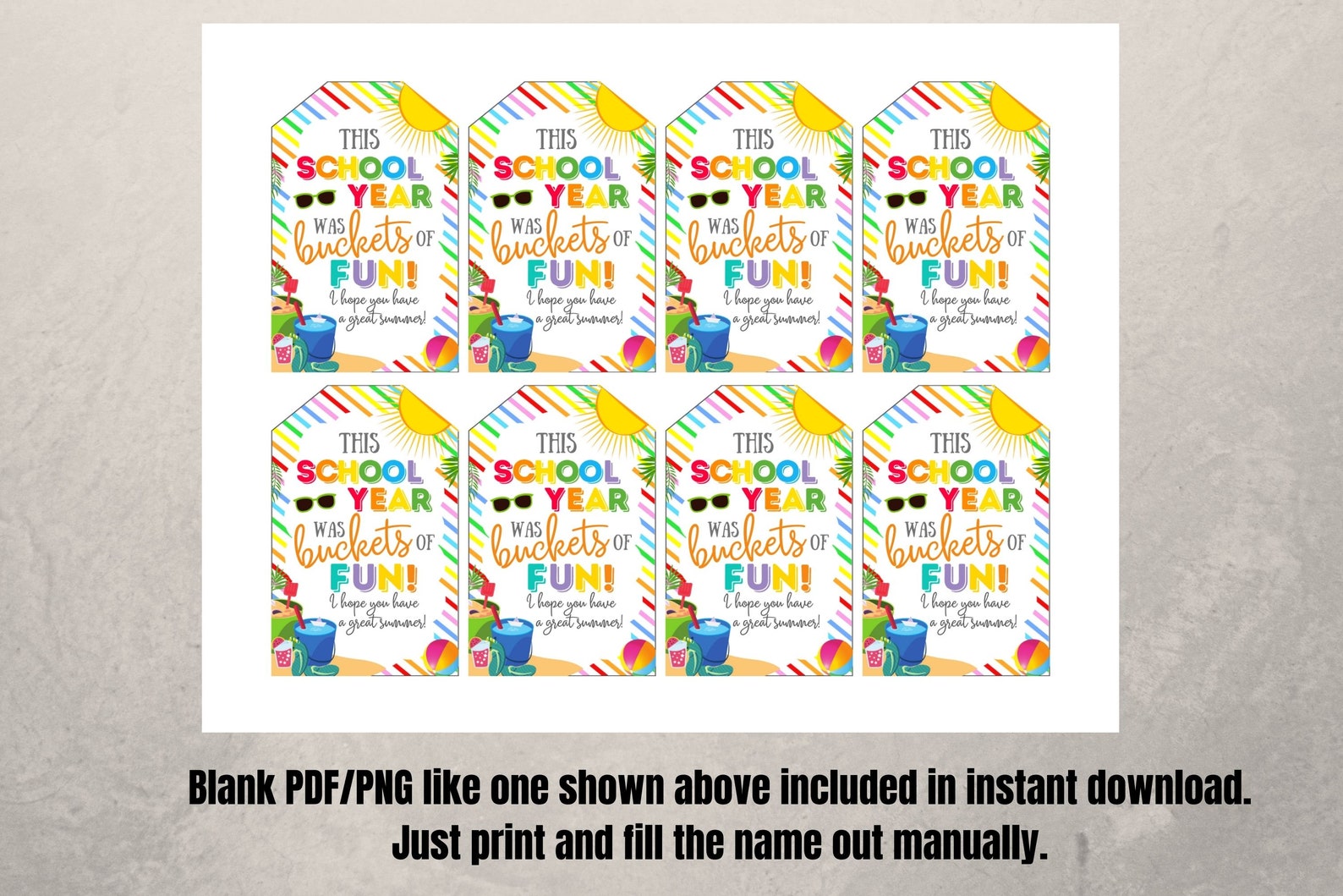 Buckets of Fun Gift Tags End of Year Gift Tags for Class End - Etsy