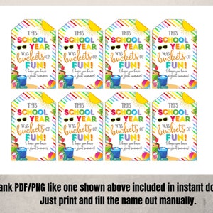 Buckets of Fun Gift Tags End of Year Gift Tags for Class End - Etsy