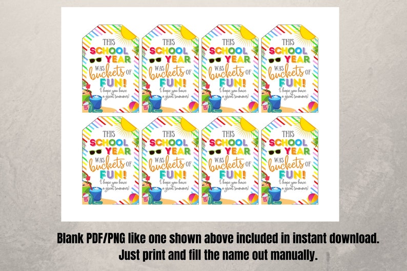 Buckets of Fun Gift Tags End of Year Gift Tags for Class End - Etsy