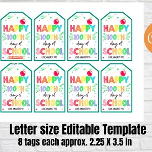 Happy 100th Day of School Gift Tags for Students Teachers | Etsy