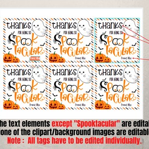 Thanks for Being Spooktacular Halloween Gift Tags, Spooky Halloween ...
