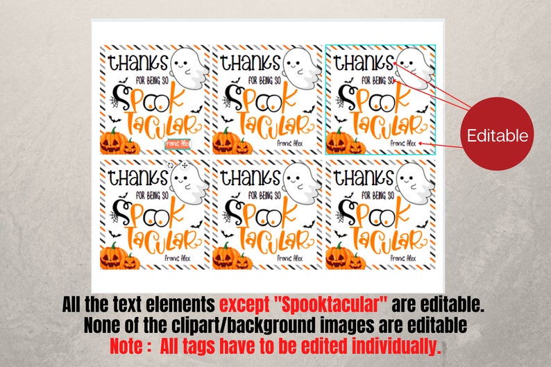 Thanks for Being Spooktacular Halloween Gift Tags, Spooky Halloween ...