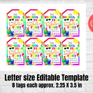 Buckets of Fun Gift Tags End of Year Gift Tags for Class End | Etsy