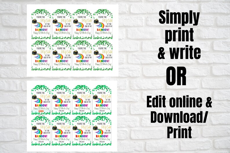 Editable St. Patricks Day Pot of Gold Gift Tagsyou Are the - Etsy UK