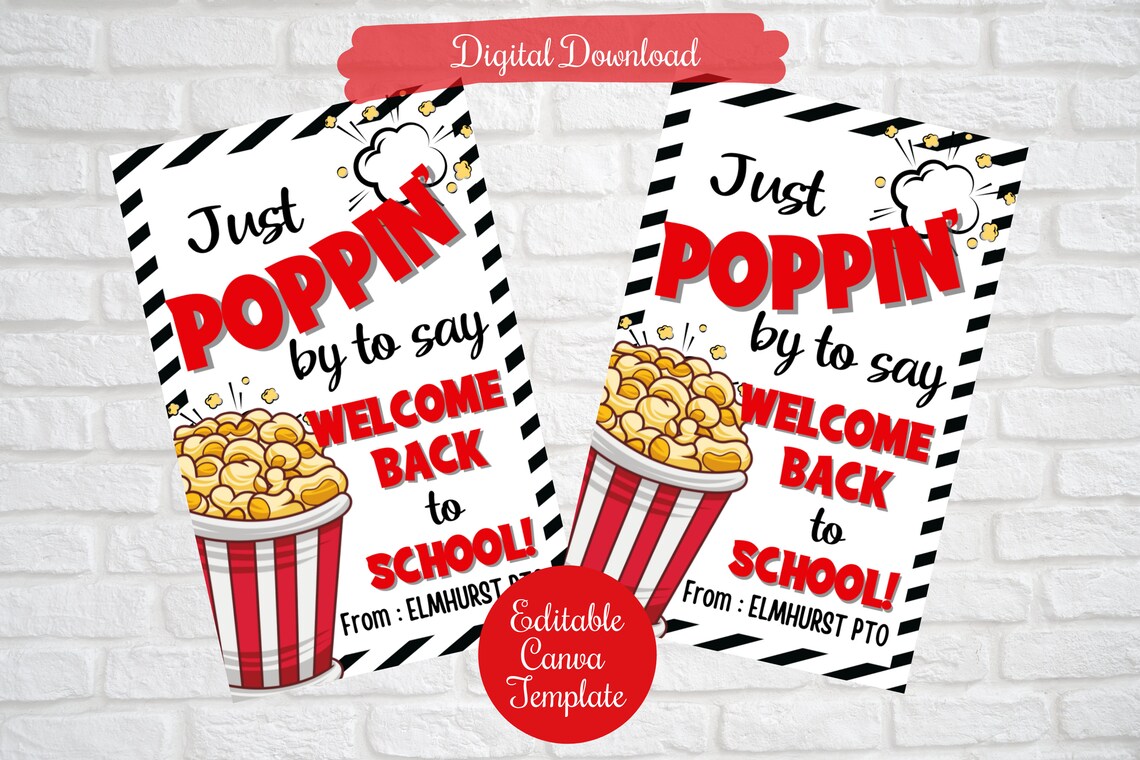 Back to School Popcorn Gift Tags Just Poppin by to Say | Etsy