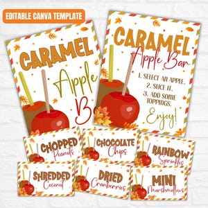 Caramel Apple Bar Sign & Food Tent Labels | Appreciation Fall Party ...