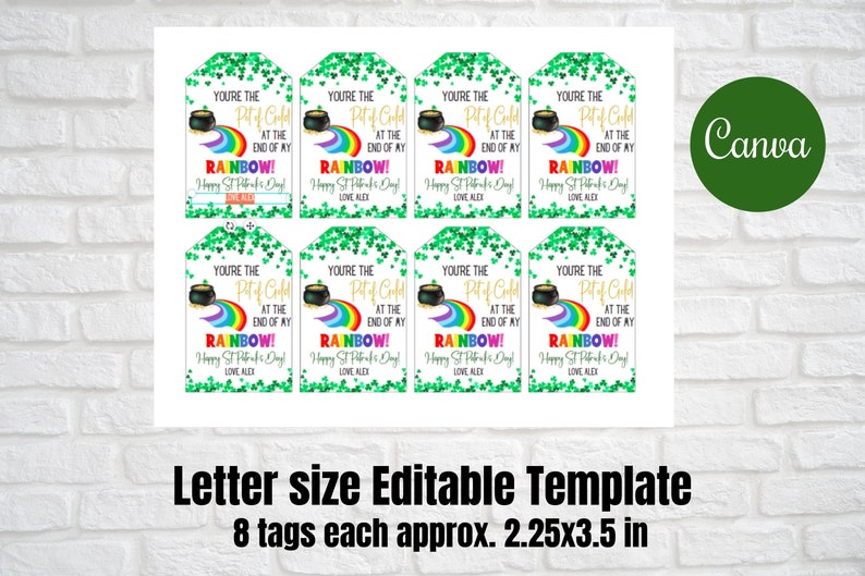 Editable St. Patricks Day Pot of Gold Gift Tagsyou Are the - Etsy UK