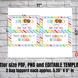 100th Day Cookie Treat Bag Toppers for Students You Are One | Etsy