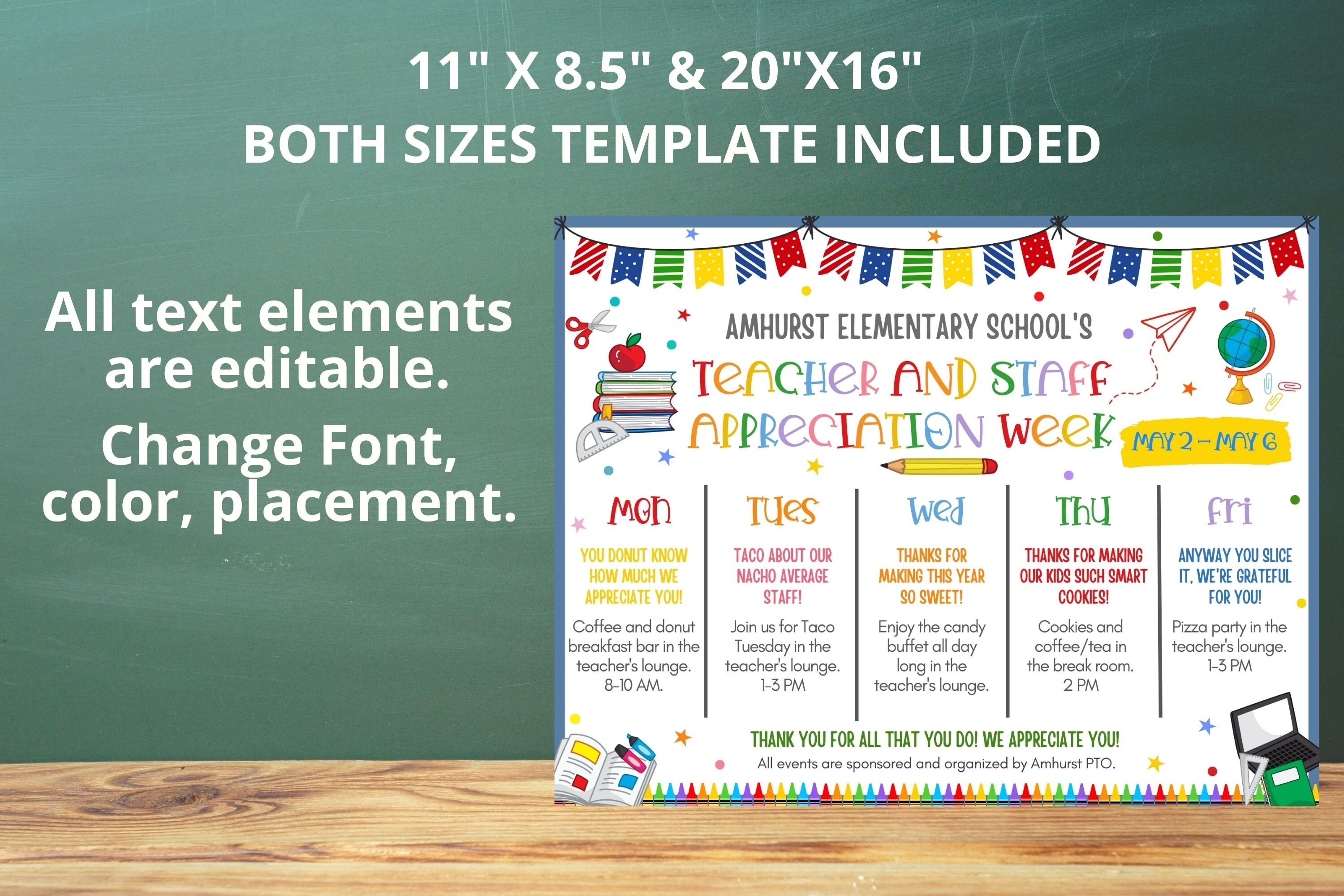 Editable Teacher Appreciation Week Schedule,school Teacher Appreciation ...