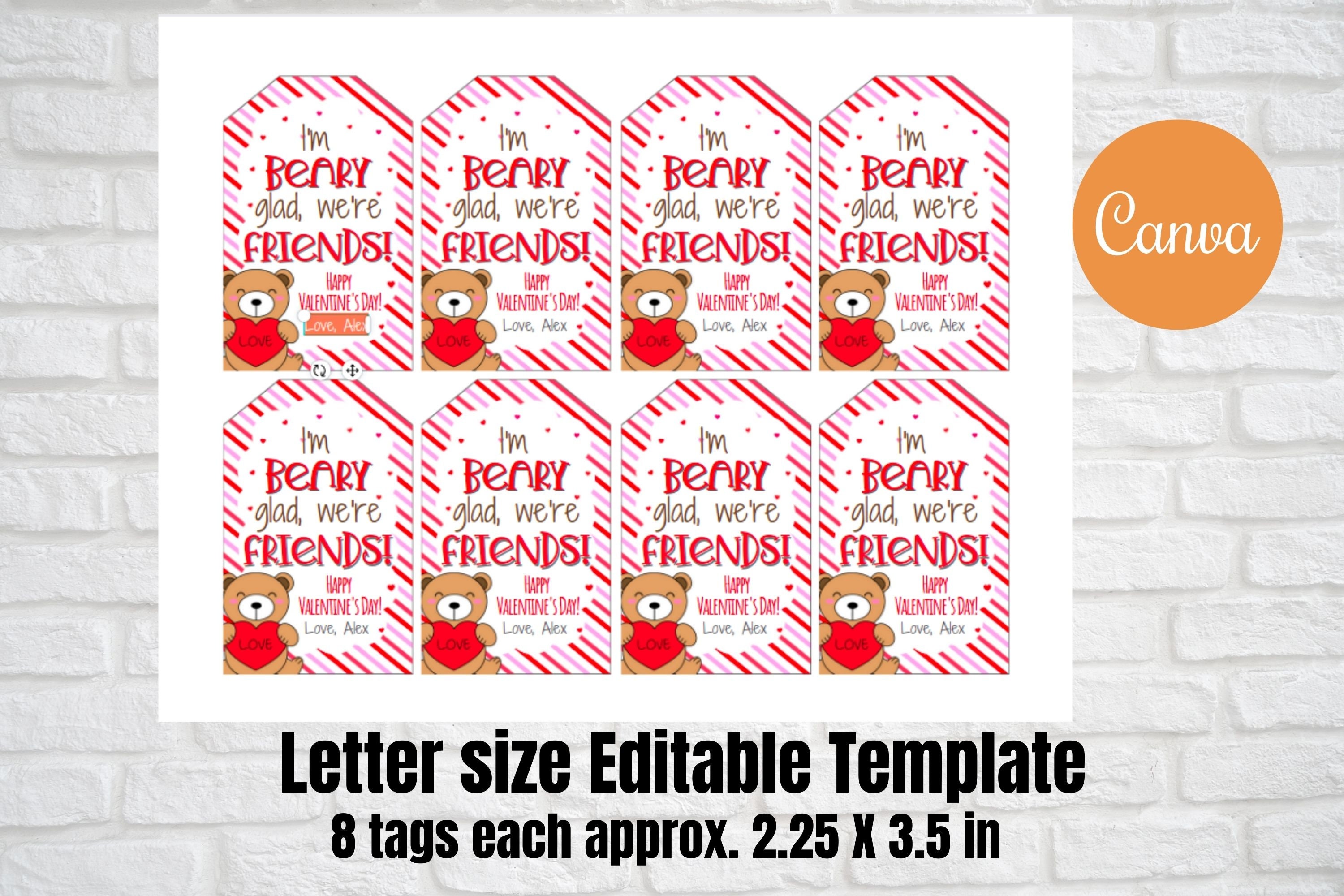 Printable Valentine Teddy Bear Gift Tag Gummy Bear Candy | Etsy