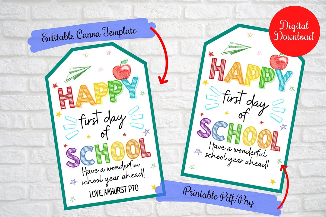 Happy First Day of School Gift Tags for Students, Teachers, Back to ...