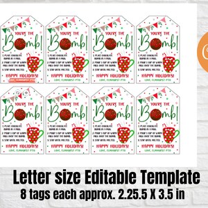 You're the Bomb Christmas Hot Cocoa Bomb Gift Tags , Hot Chocolate Bomb ...