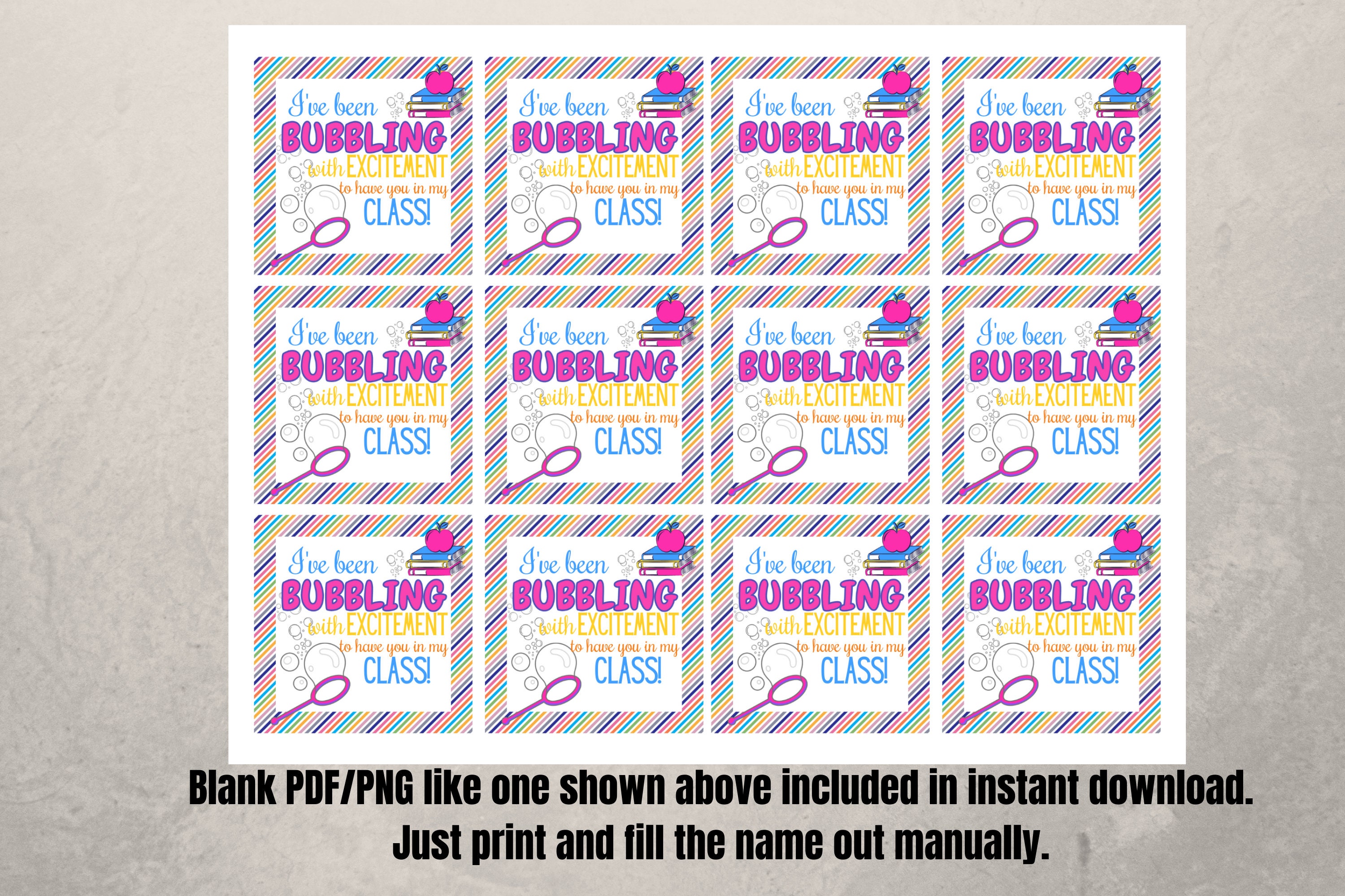 First Day of School Bubbles Gift tags I am bubbling with | Etsy