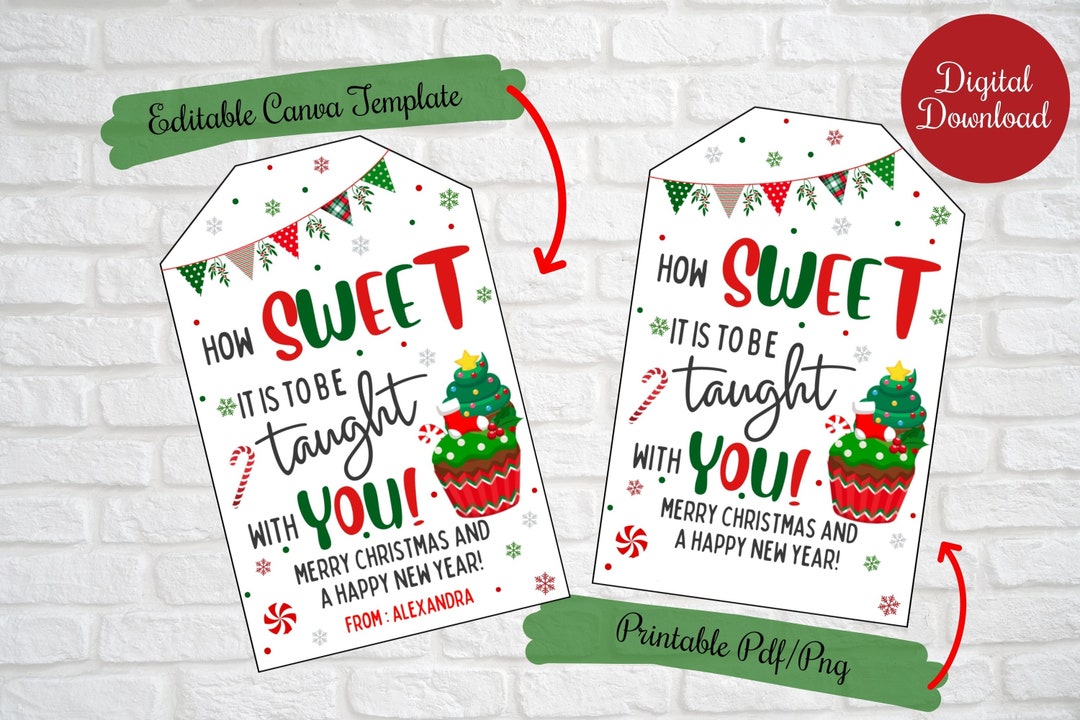 How Sweet It is to Be Taught by You ,christmas Gift Treat Tags,teacher ...