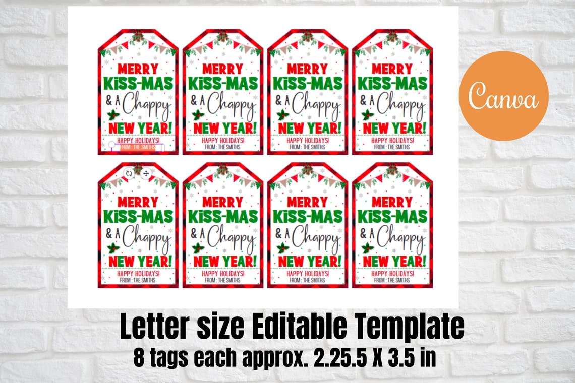 Merry Kissmas and a Chappy New Year Gift Tags,christmas Lip Balm ...