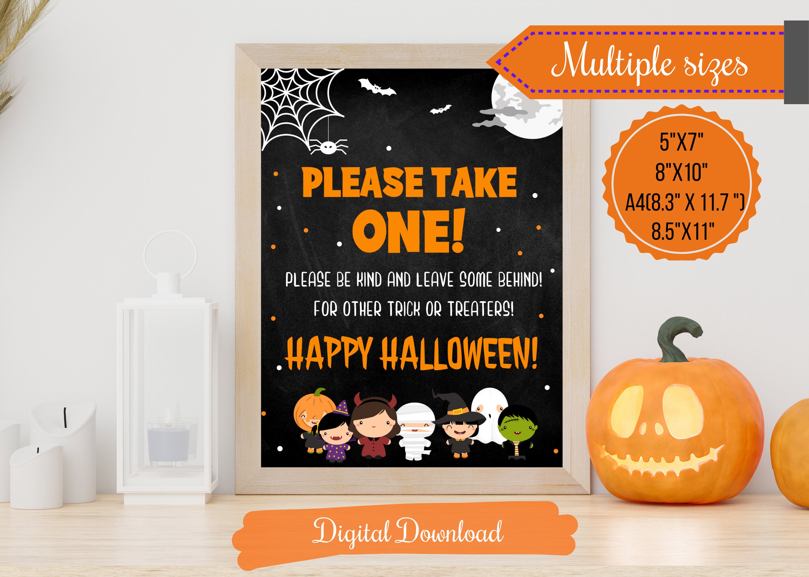 Halloween Please Take One Printable Sign Halloween Decor | Etsy