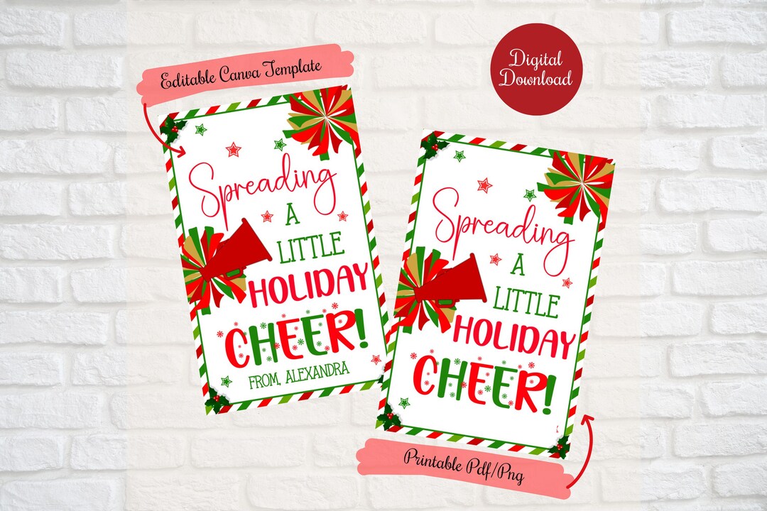 Spreading a Little Holiday Cheer Gift Tags, Cheer Team Gift Tags Dance ...