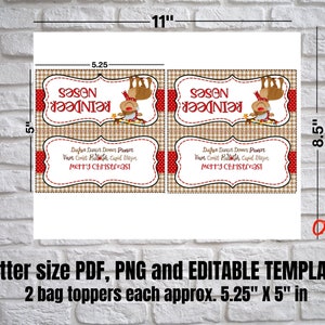 Reindeer Noses Treat Bag Toppers,editable Christmas Fold Over Labels ...