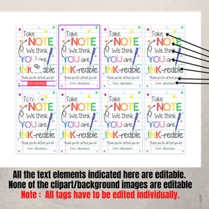 Take Note We Think You Are Ink-redible Gift Tags, Teacher Appreciation ...