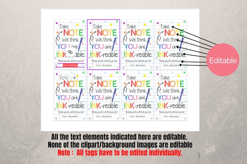 Take Note We Think You Are Ink-redible Gift Tags, Teacher Appreciation ...