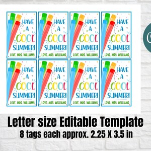 Have a Cool Summer Freezer Pop Gift Tag, Class School End of Year Gift ...