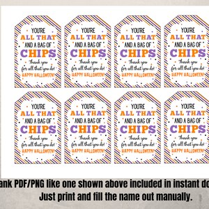 Halloween Chips Treat Gift Tags, You Are All That and a Bag of Chips ...