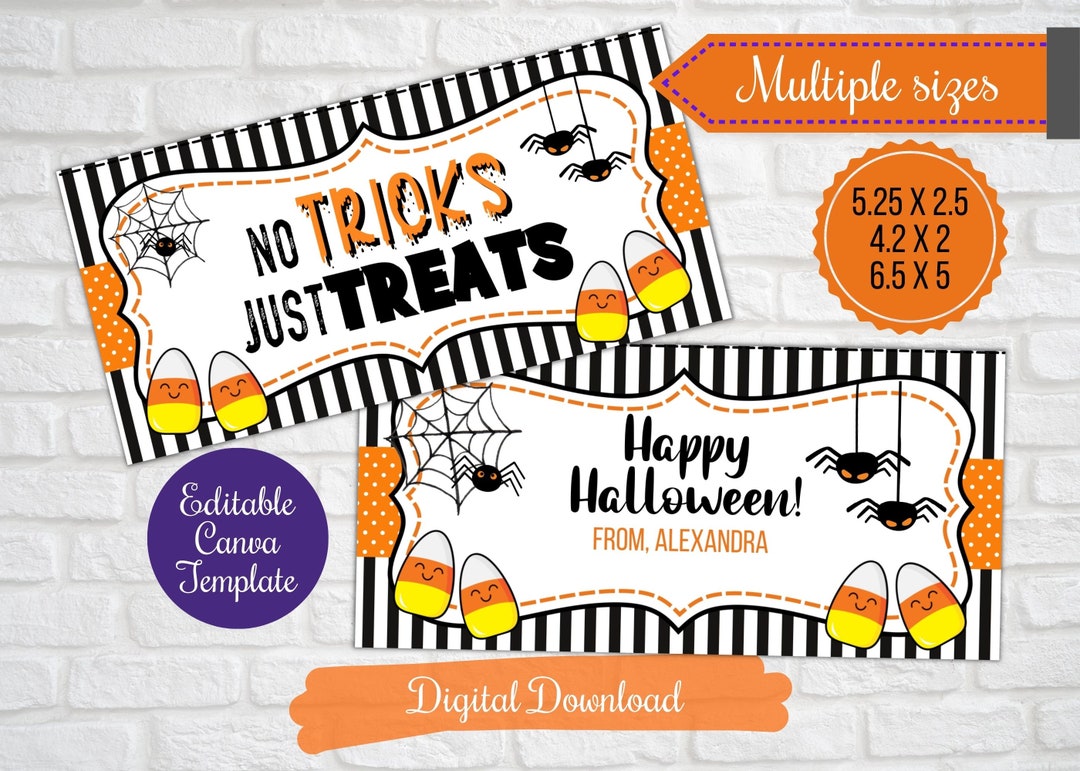 No Tricks Just Treat Halloween Candy Cane Treat Bag Topper, Halloween ...