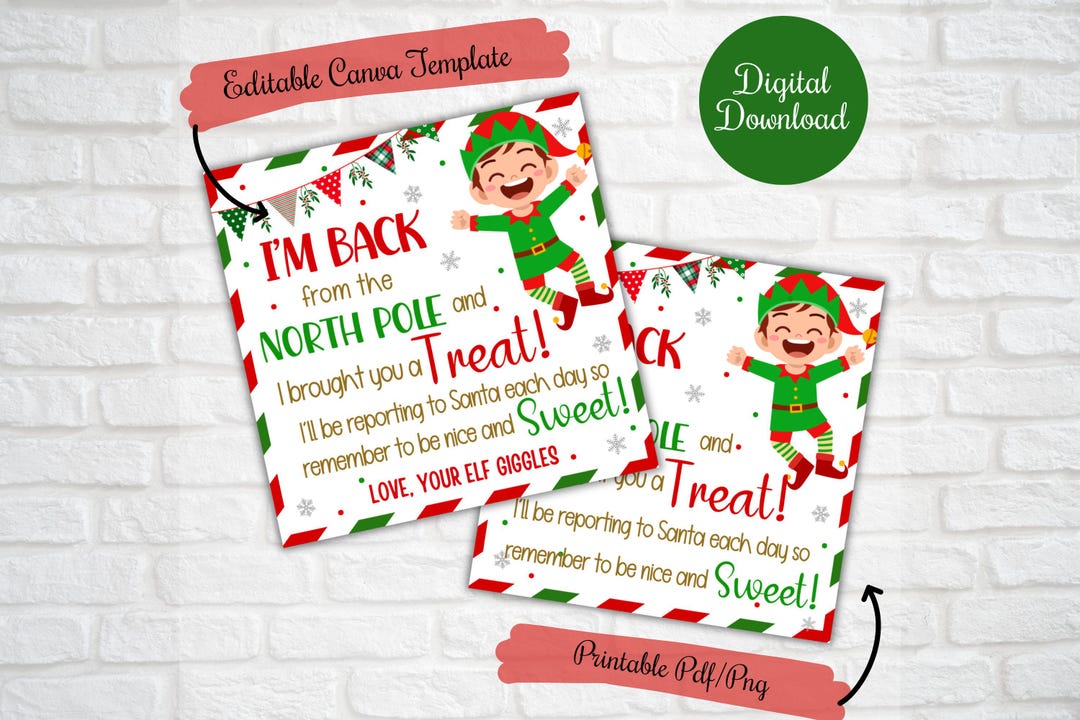 I'm Back From the North Pole, Elf Arrival Gift Tags,elf is Back Gift ...