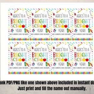 Back to School Gift Tags for Teachers, Here's to a Bright School Year ...