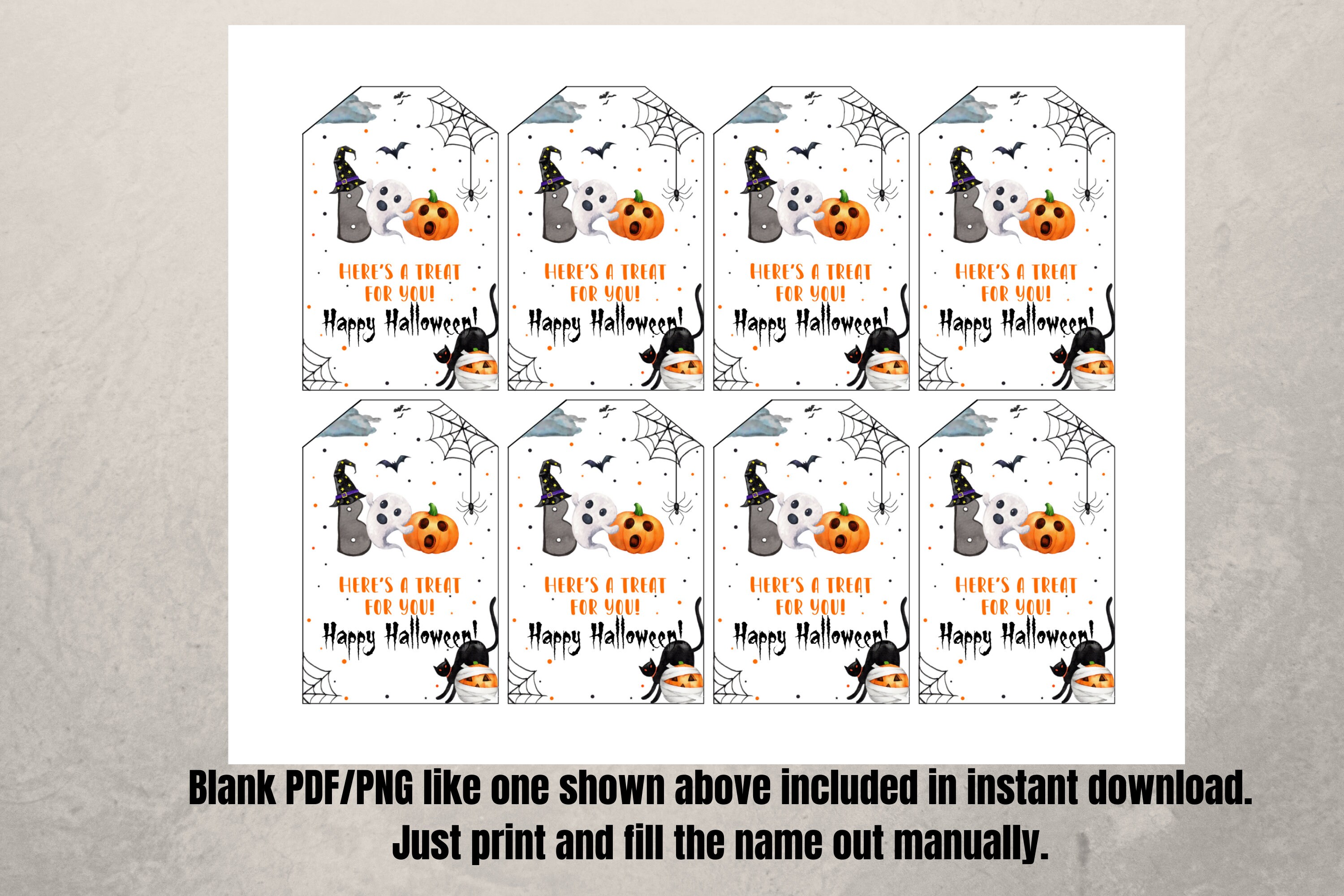 Boo Here's a Treat for You Happy Halloween Gift Tags - Etsy