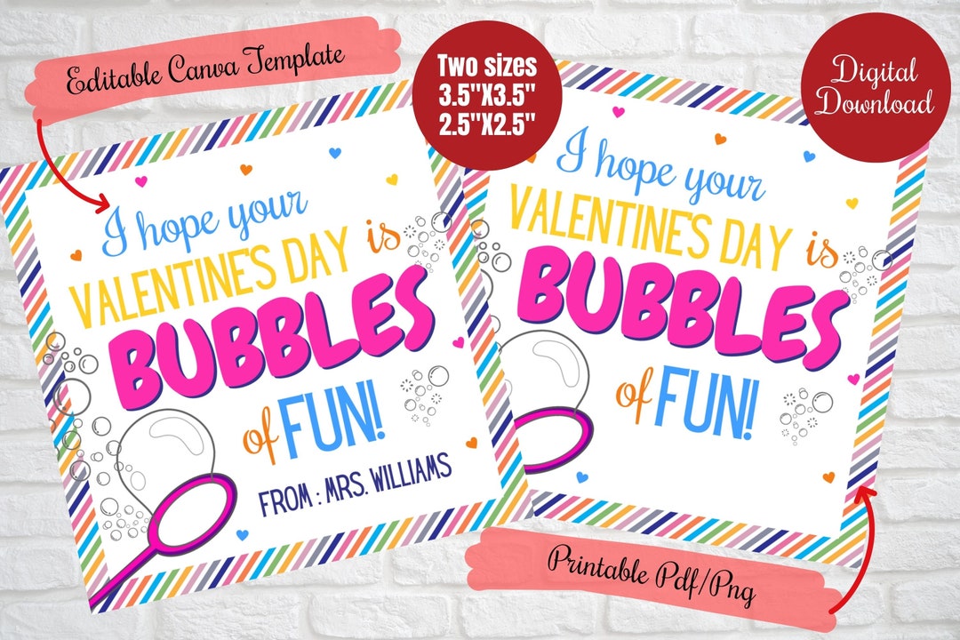 Valentine Bubbles Gift Tags, I Hope Your Valentine's Day is Bubbles of ...